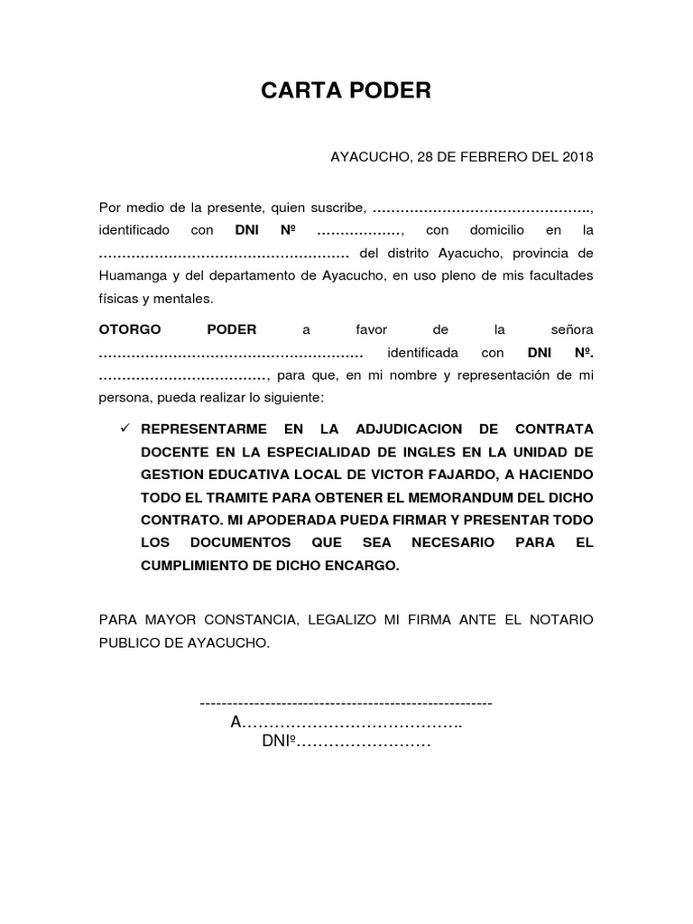 Carta Poder | PDF | Derecho