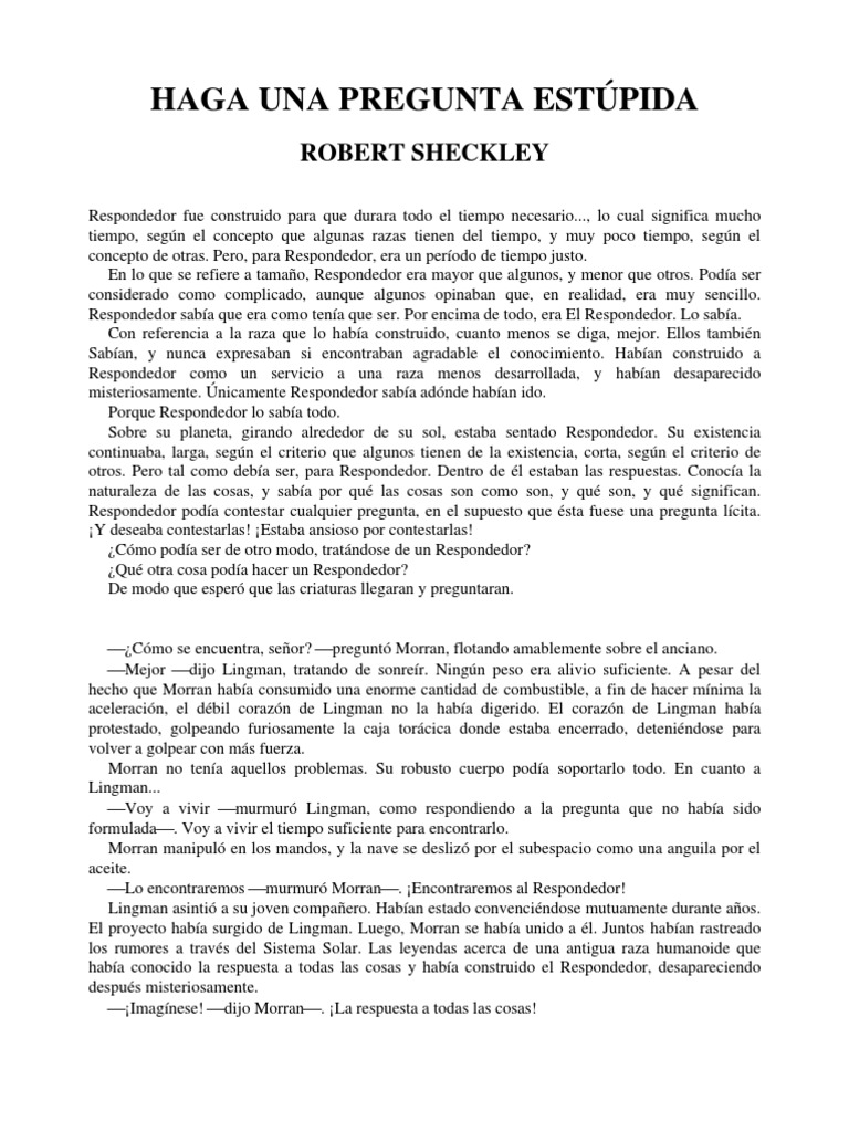Sheckley, Robert - Haga Una Pregunta Estúpida | PDF | Universo | Estrellas