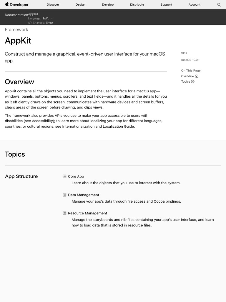 AppKit - Apple Developer Documentation | PDF | Application Programming Interface | Mac Os