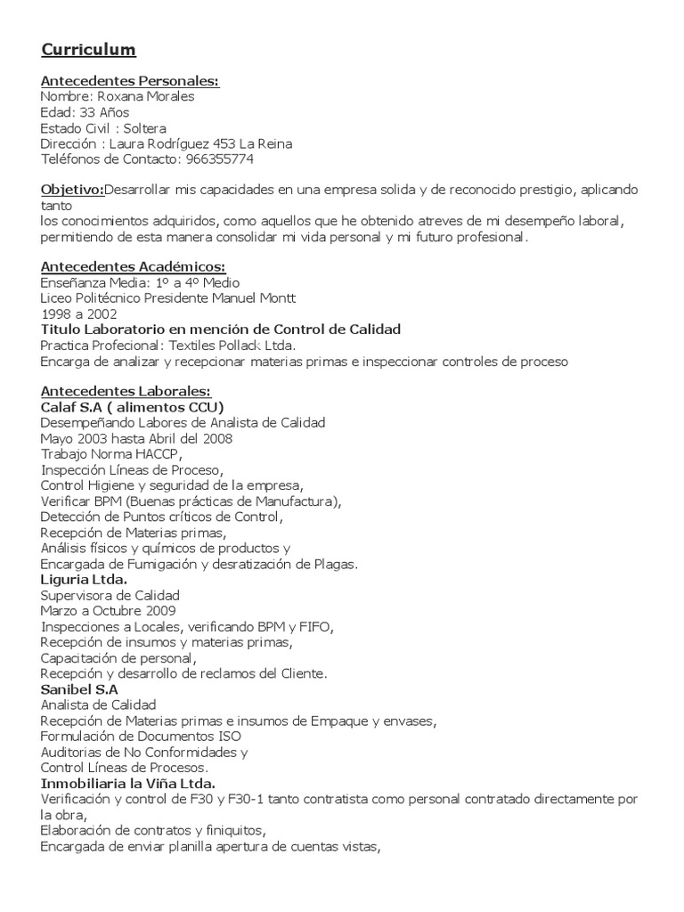 Roxana Morales Curriculum | PDF