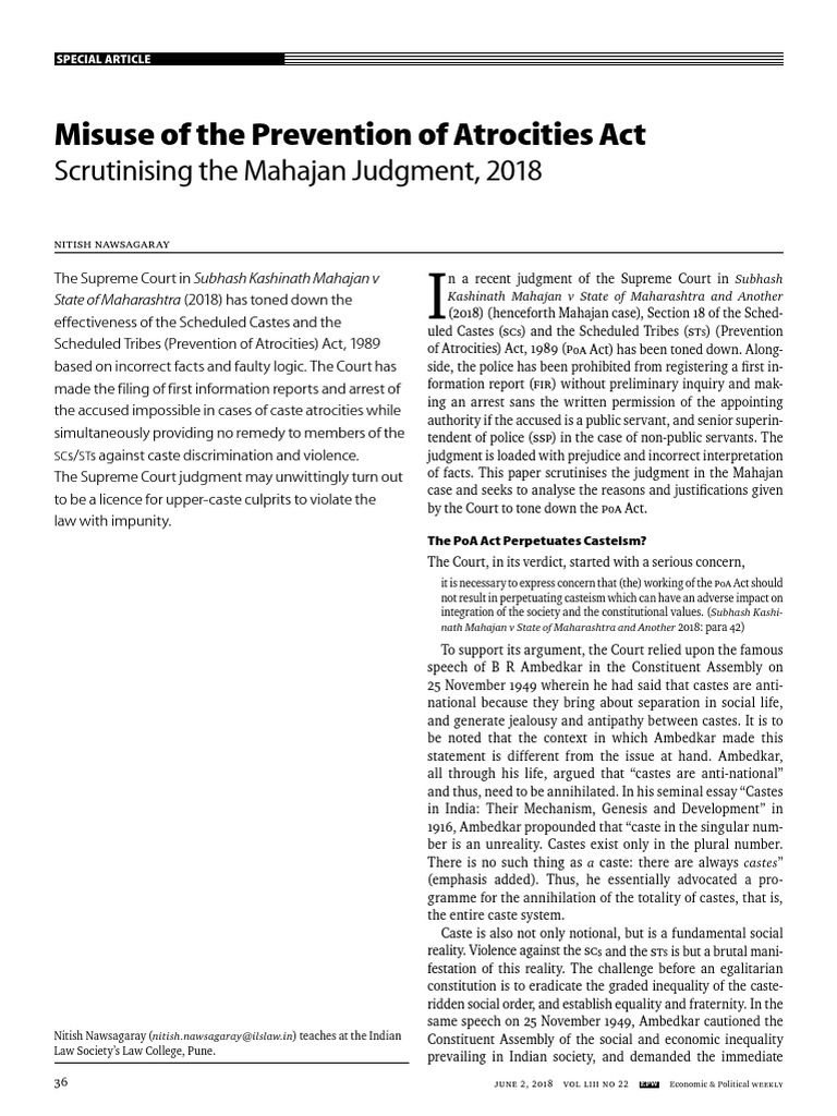 Atrocities Act SC Judgement | PDF | Bail | Crime & Violence