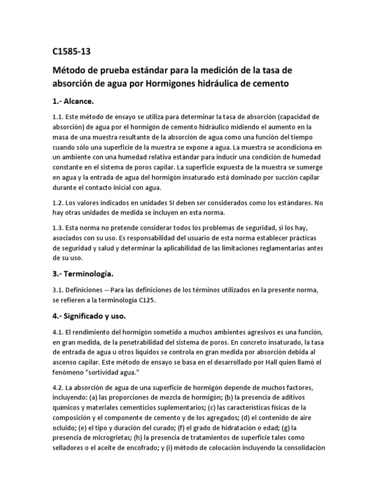 (C1585-13) Método de Prueba Estándar para La Medición de La Tasa de ...