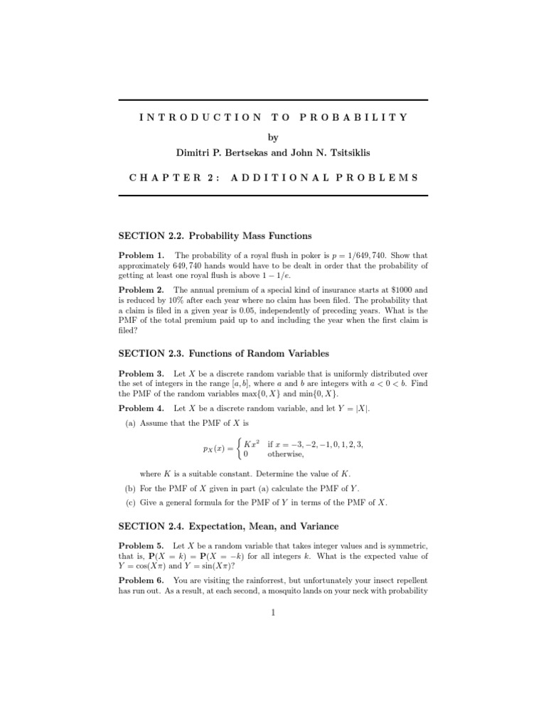 CH2 Prob Supp424 | PDF | Random Variable | Mean
