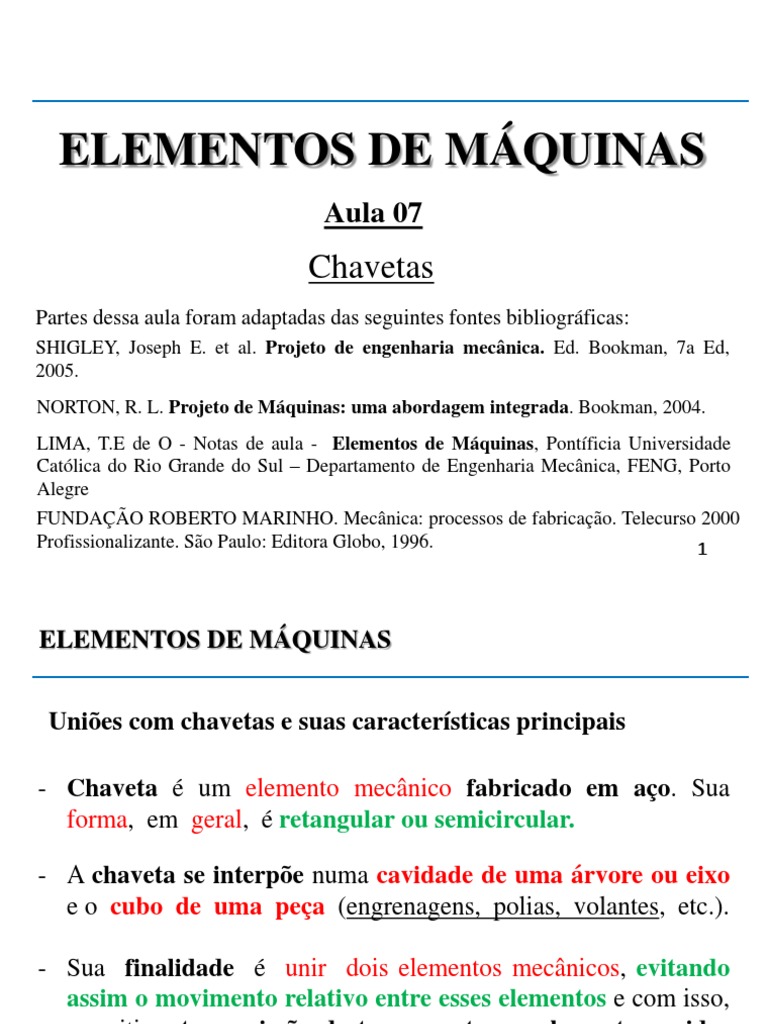 Uniões com Chavetas: Tipos, Materiais e Cálculo | PDF | Estresse ...