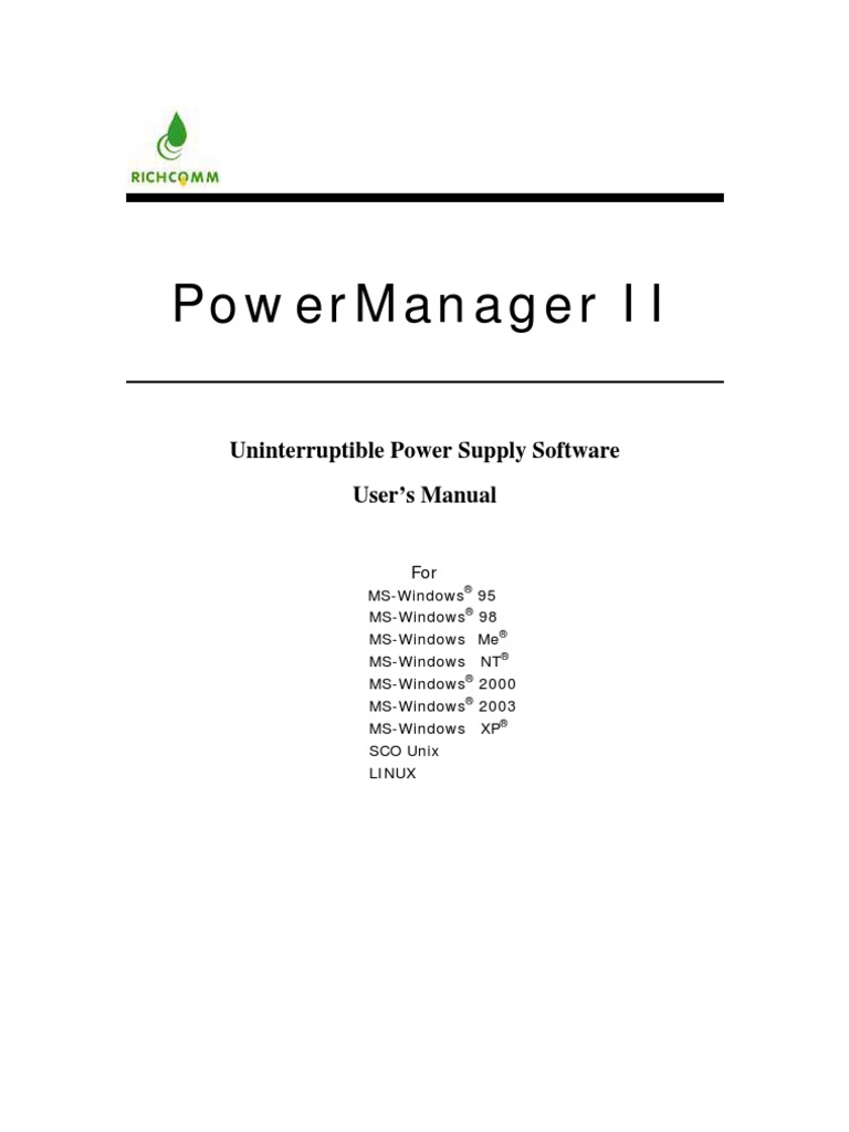UPS PowermanagerII | PDF | Microsoft Windows | Windows Xp