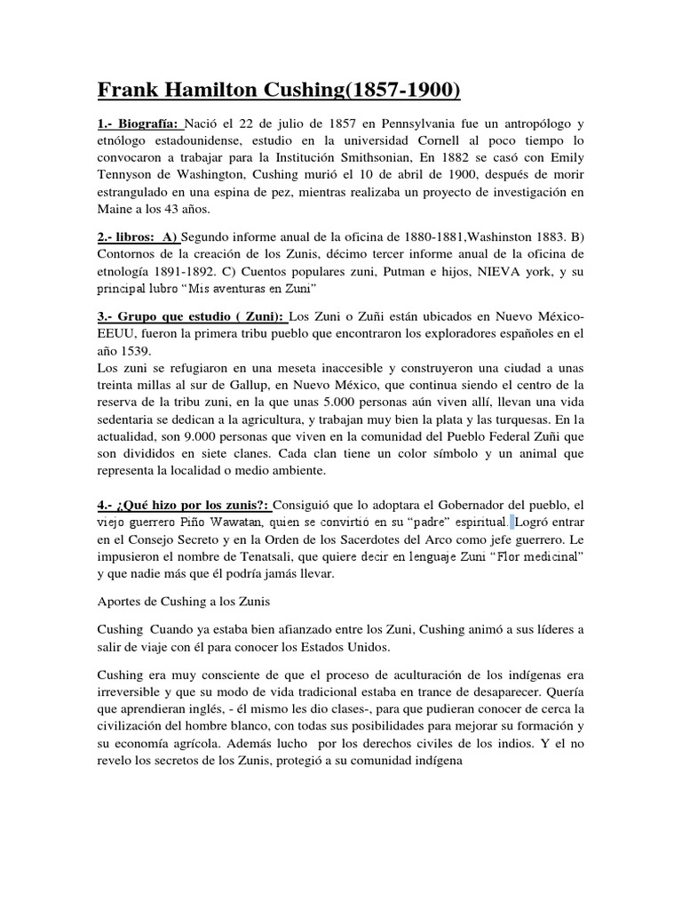 Frank Hamilton Cushing | PDF | Los Estados Unidos | México