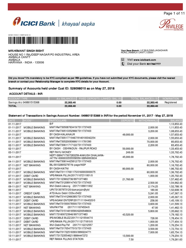 Statement MAY2018 098010526-1 | PDF | Automated Teller Machine | Debit Card