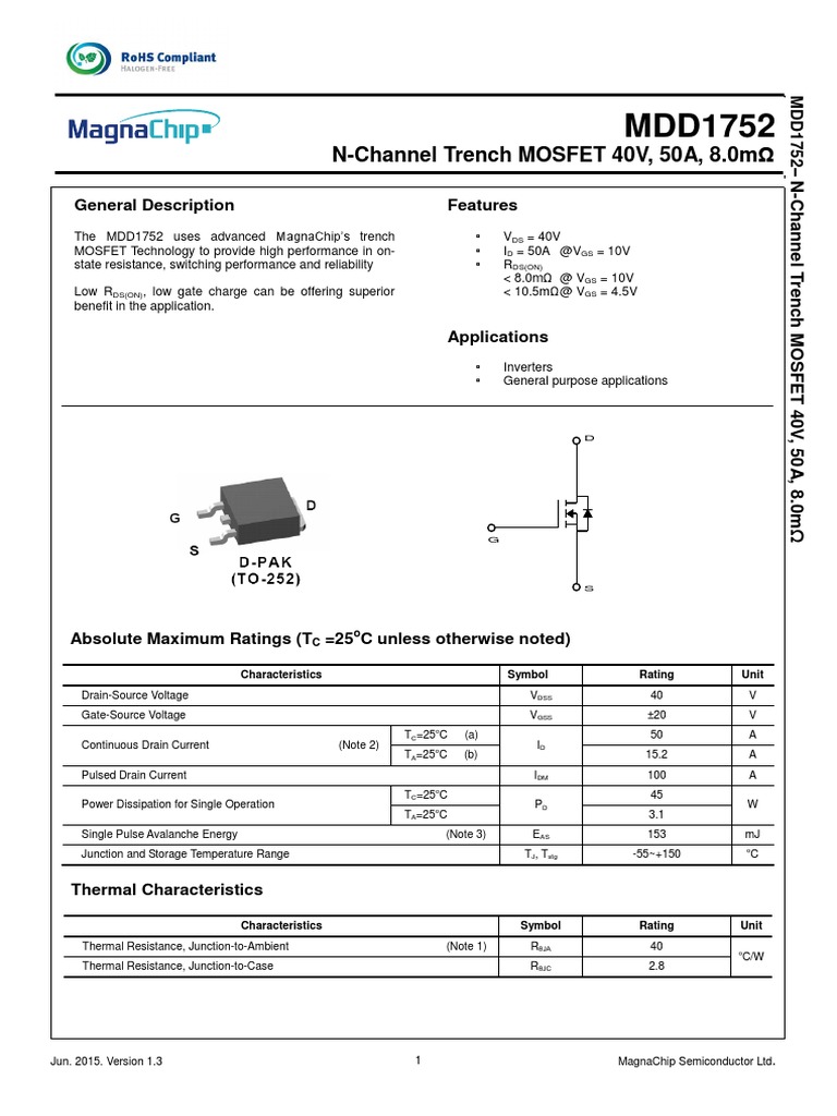 MDD1752 | PDF | Field Effect Transistor | Mosfet