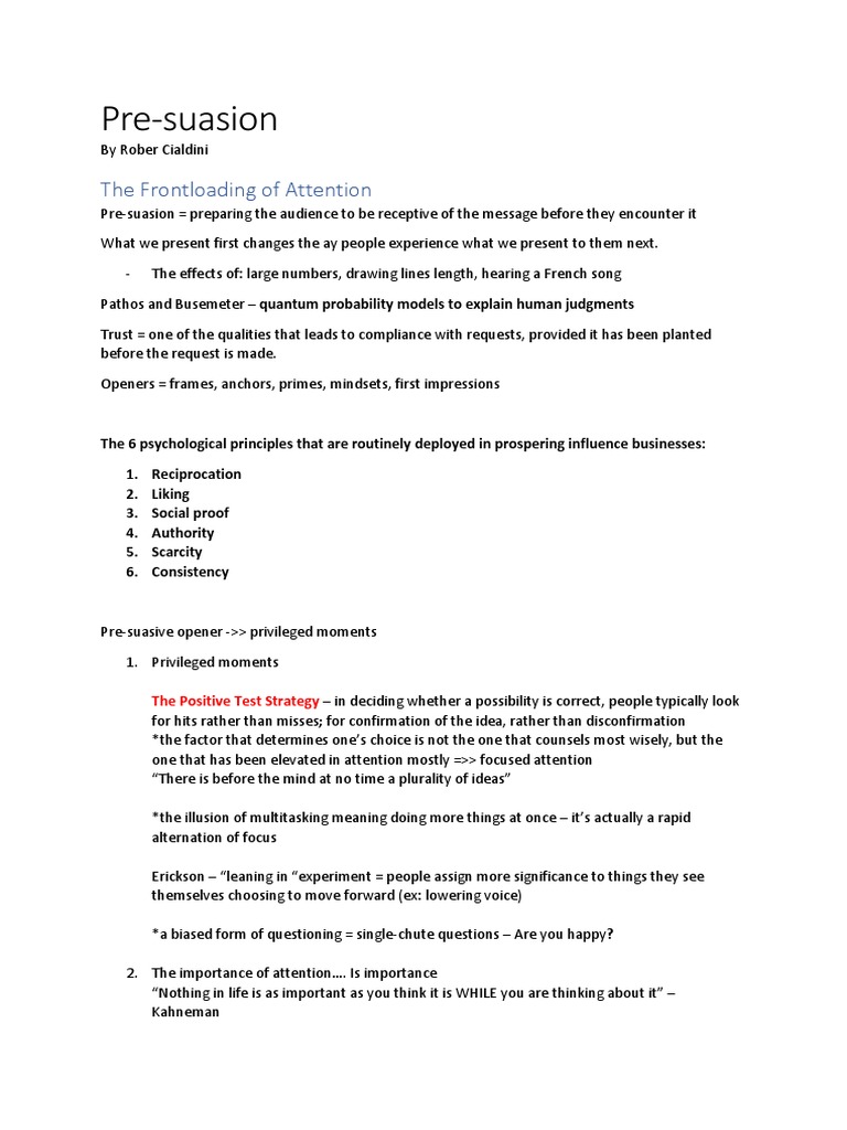 Pre-suasion Principles | PDF | Attention | Persuasion