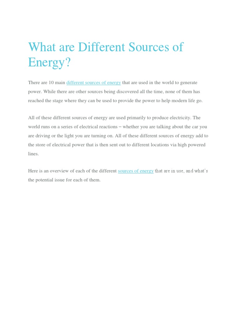 What Are Different Sources of Energy | PDF | Fuels | Fossil Fuels