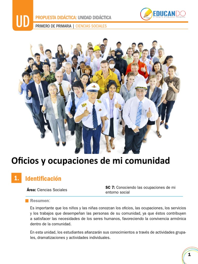 Oficios y ocupaciones en mi comunidad | PDF | Maestros | Aprendizaje