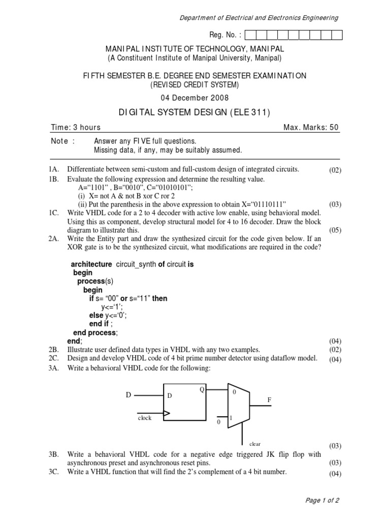 Digital System Design (ELE-311) RCS (EngineeringDuniya - Com) | PDF | Field Programmable Gate ...