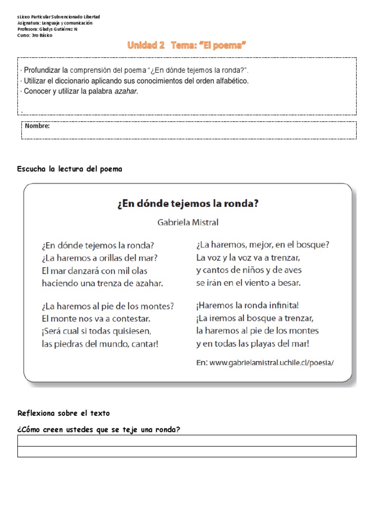 Poema Gabriela Mistral | PDF