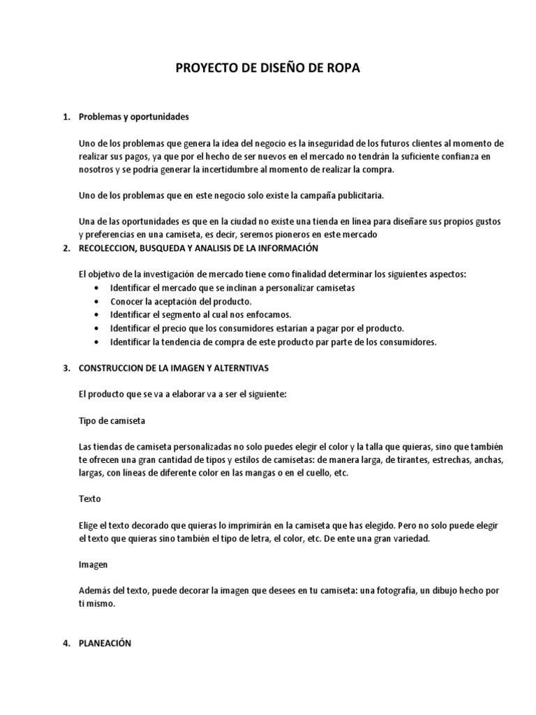 Proyecto de Diseño de Ropa | PDF | Camiseta | Producto (Negocio)