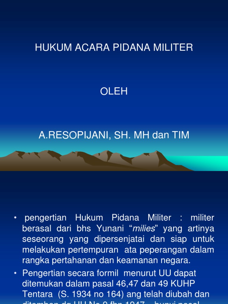 Hukum Acara Pidana Militer di Indonesia | PDF