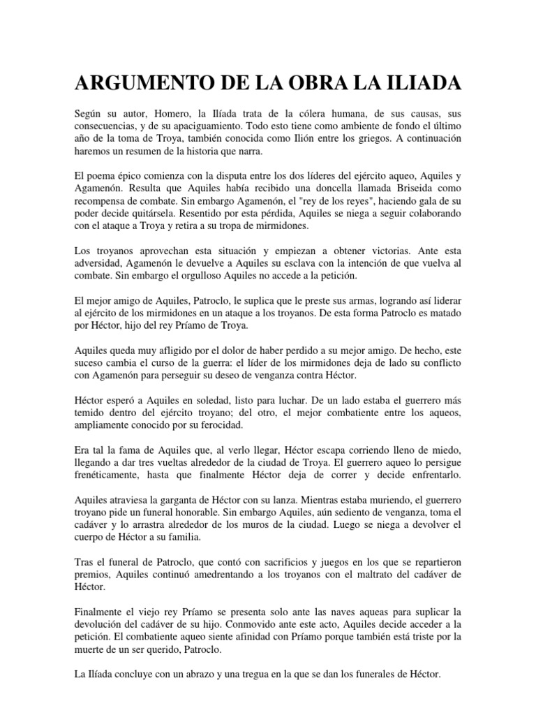 Argumento de La Obra La Iliada | Héctor | Aquiles
