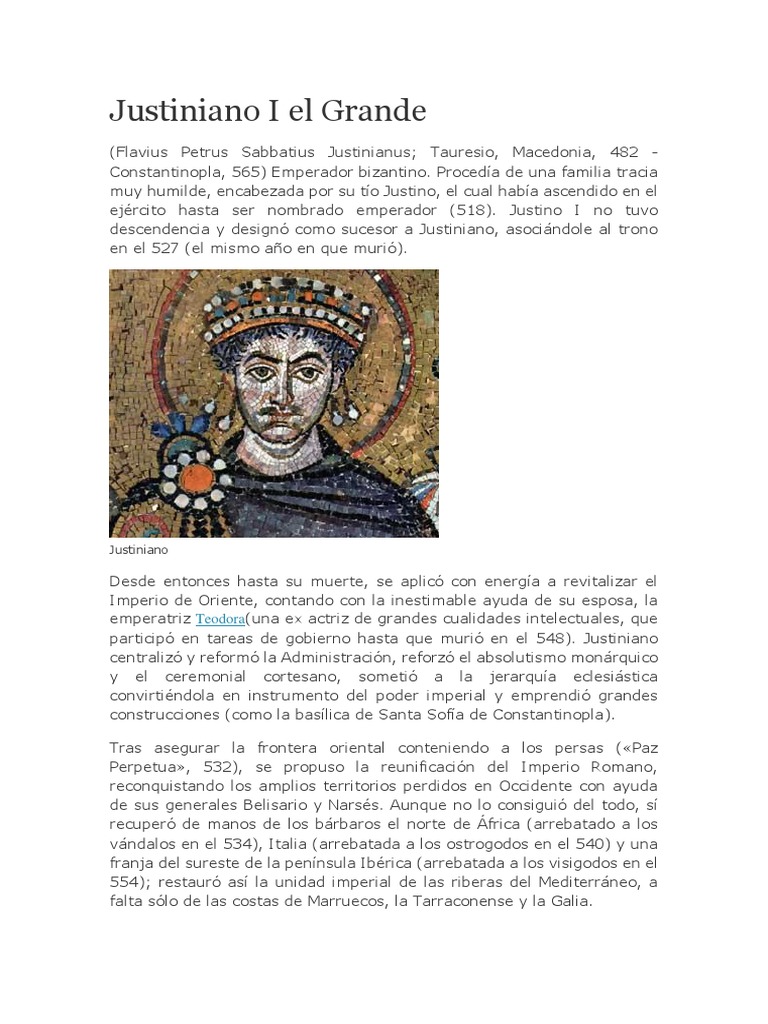 Biografia Justiniano I El Grande | PDF | Justiniano I | Antigüedad tardía