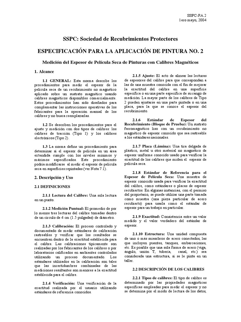 SSPC Pa2 | PDF | Calibración | Revestimiento