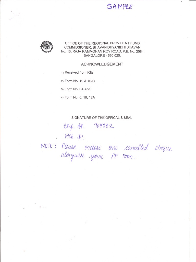 Sample PF Form | PDF