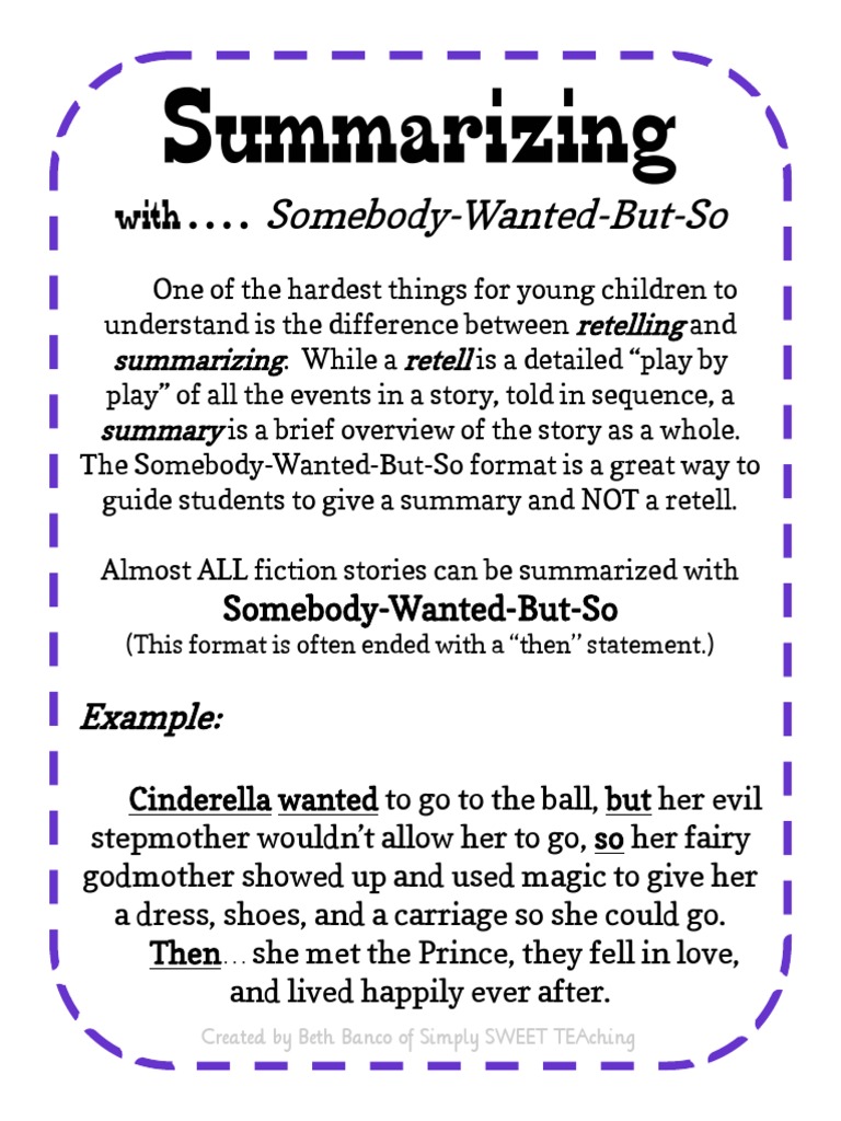 Summary Technique: Somebody-Wanted-But-So | PDF | Leisure