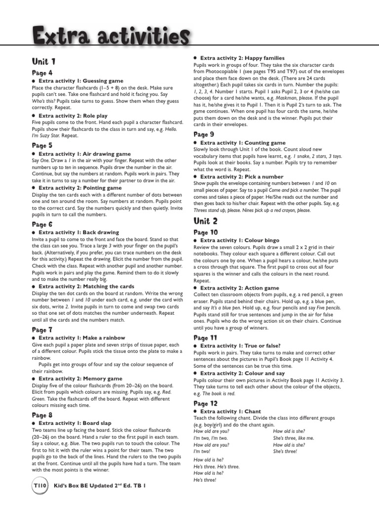 Extra Activities: Unit 1 | PDF