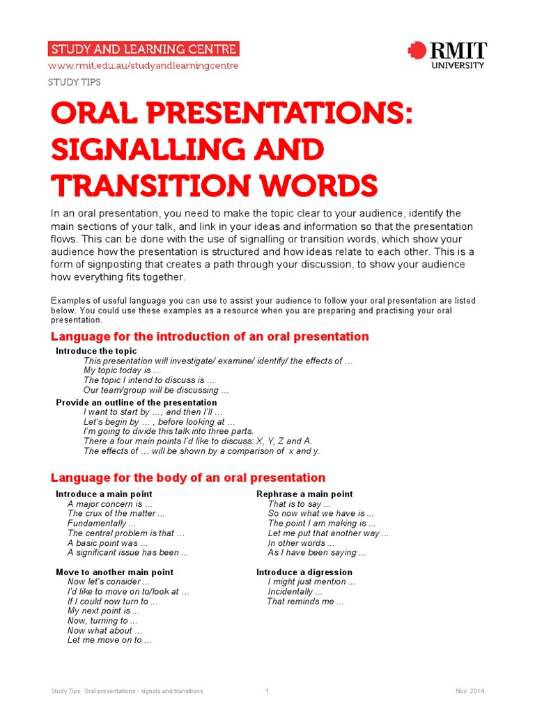 Oral Presentation Signposting Tips | PDF | Epistemology | Cognition
