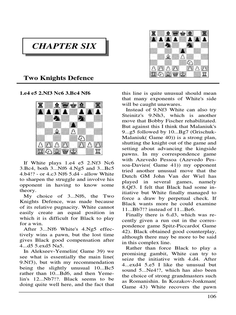 Chapter Six: Two Knights Defence | PDF | Competitive Games | Abstract ...