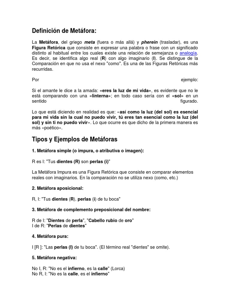 Definicion de Metafora PDF | PDF | Metáfora | Realidad