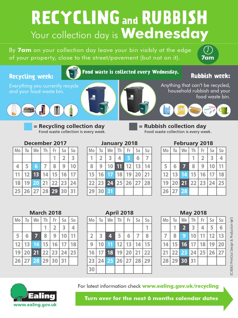 Ealing Rubbish & Recycling Schedule | PDF | Economy And The Environment ...