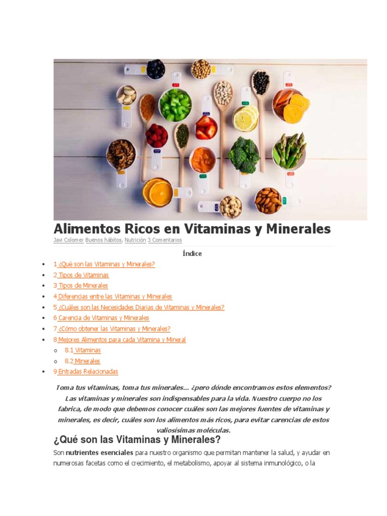 Alimentos Ricos en Vitaminas y Minerales | Vitamina | Suplementos ...