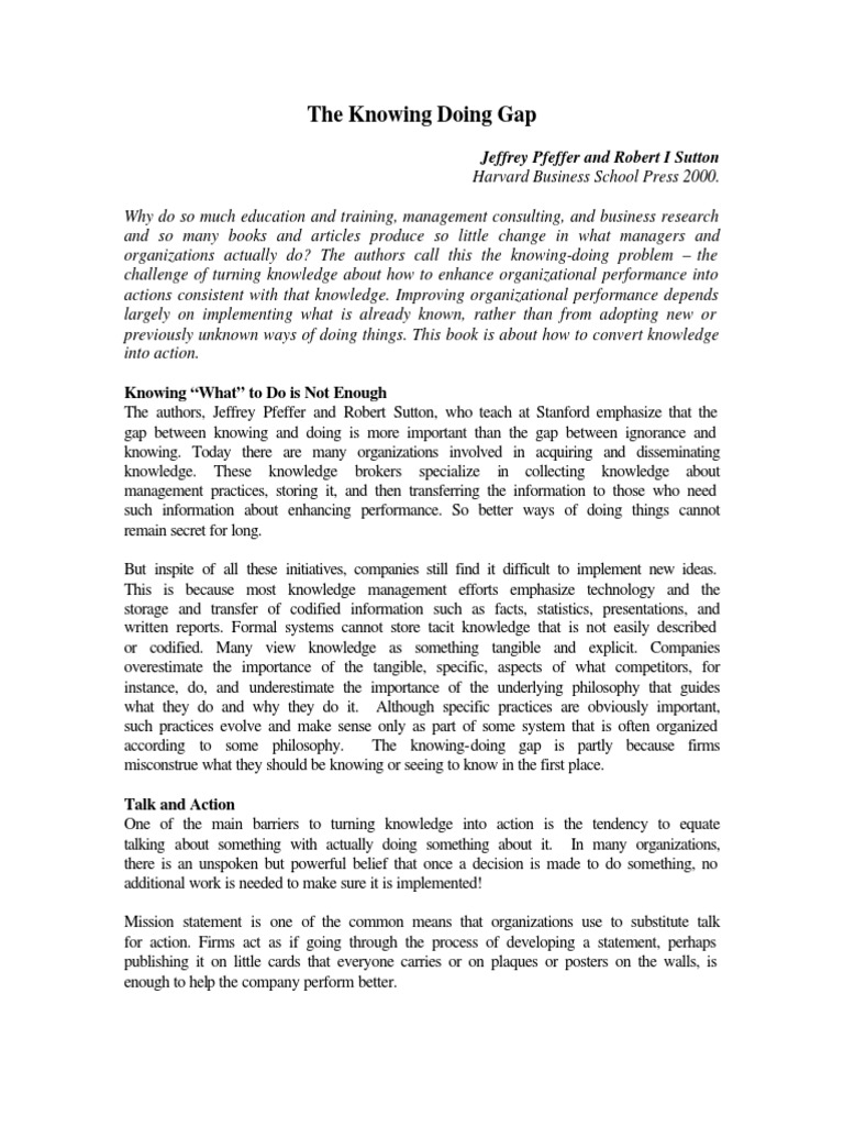 The Knowing Doing Gap PDF | PDF | Competition | Idea