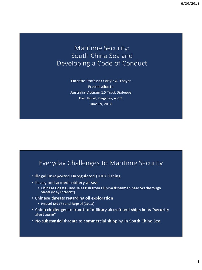 Thayer Maritime Security South China Sea And Developing A Code Of
