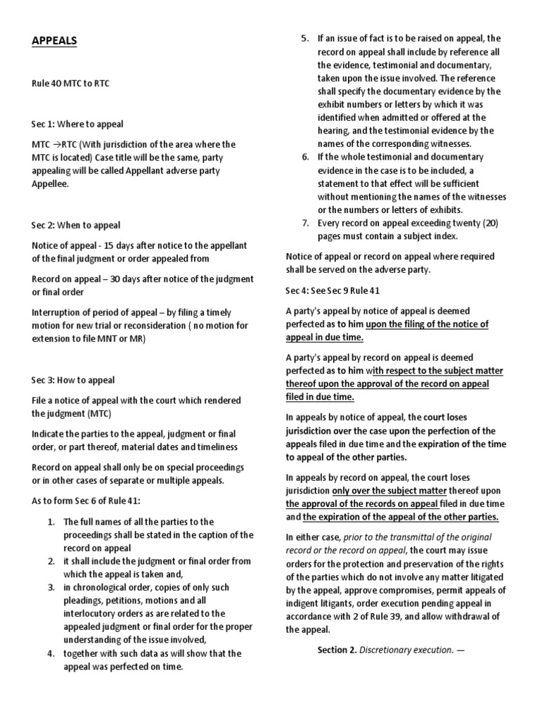 Appeals: Record or The Record On Appeal, The Court May Issue | PDF | Judgment (Law) | Appeal