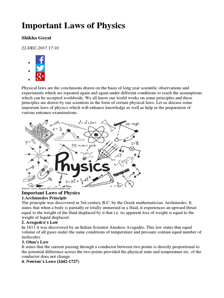 Important Laws of Physics | PDF | Force | Newton's Laws Of Motion