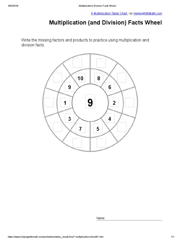 Multiplication Wheel 9 | PDF | Computers