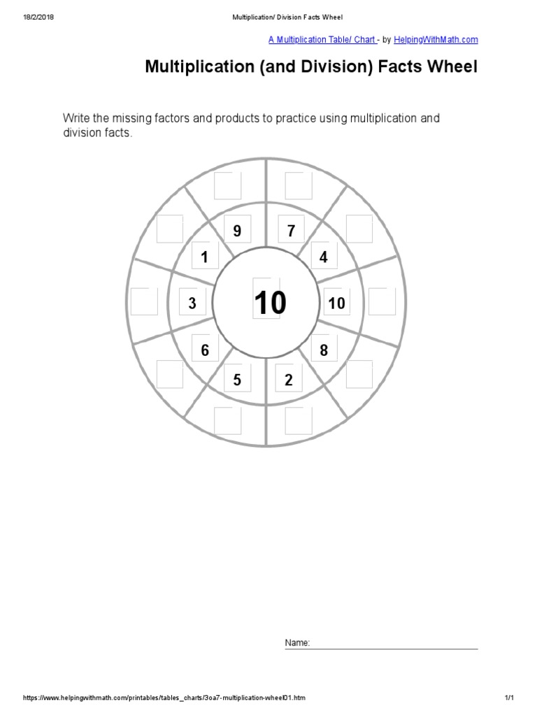 Multiplication Division Facts Wheel | PDF