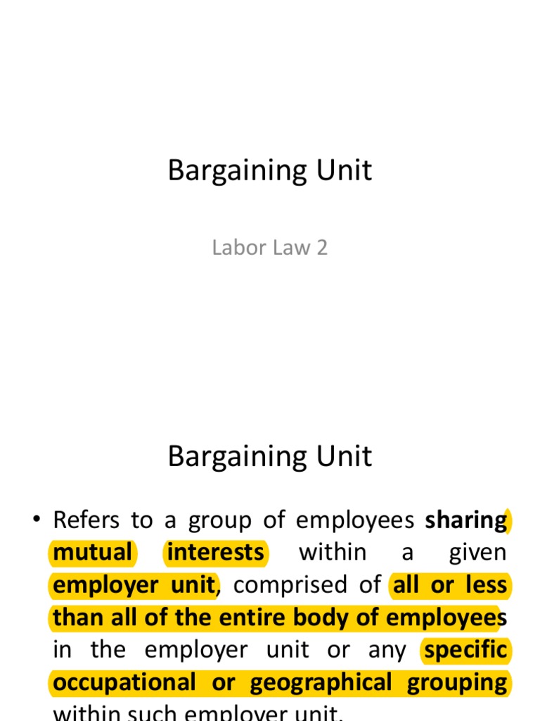 Bargaining Unit: Labor Law 2 | PDF