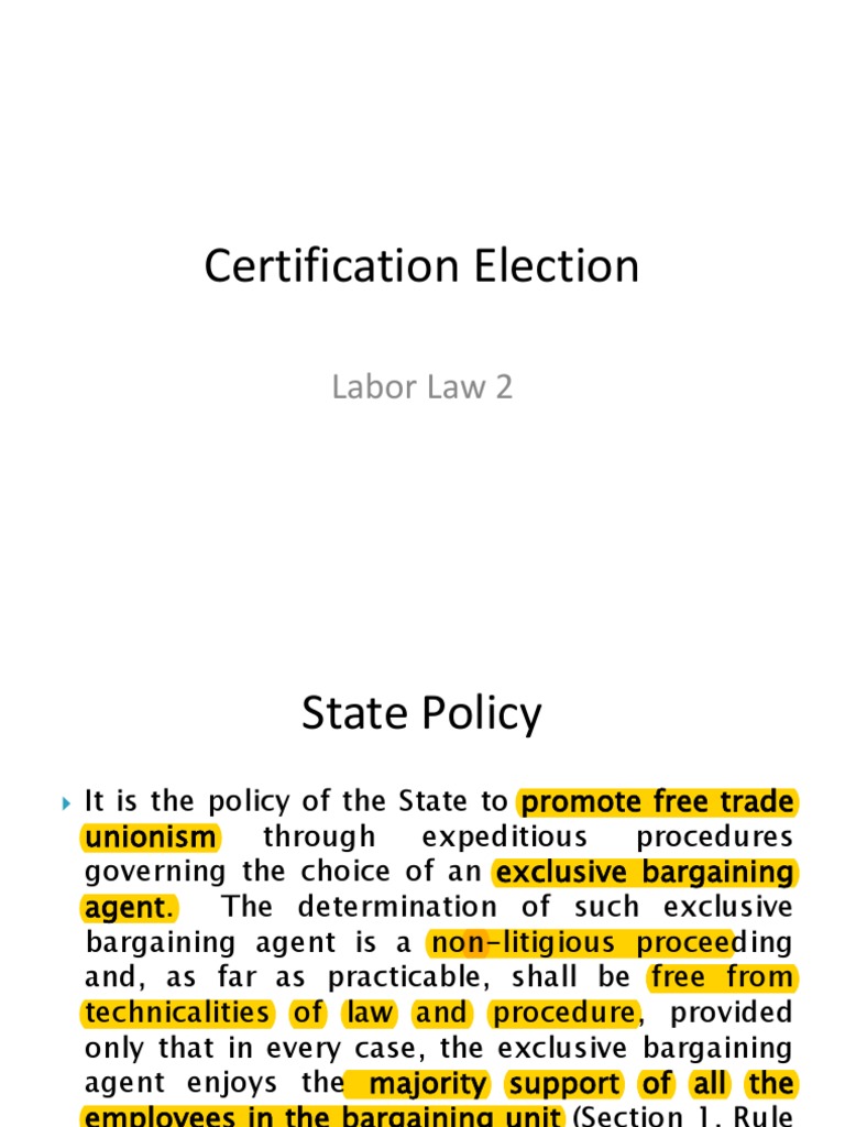 Certification Election | PDF | Voting | Employment