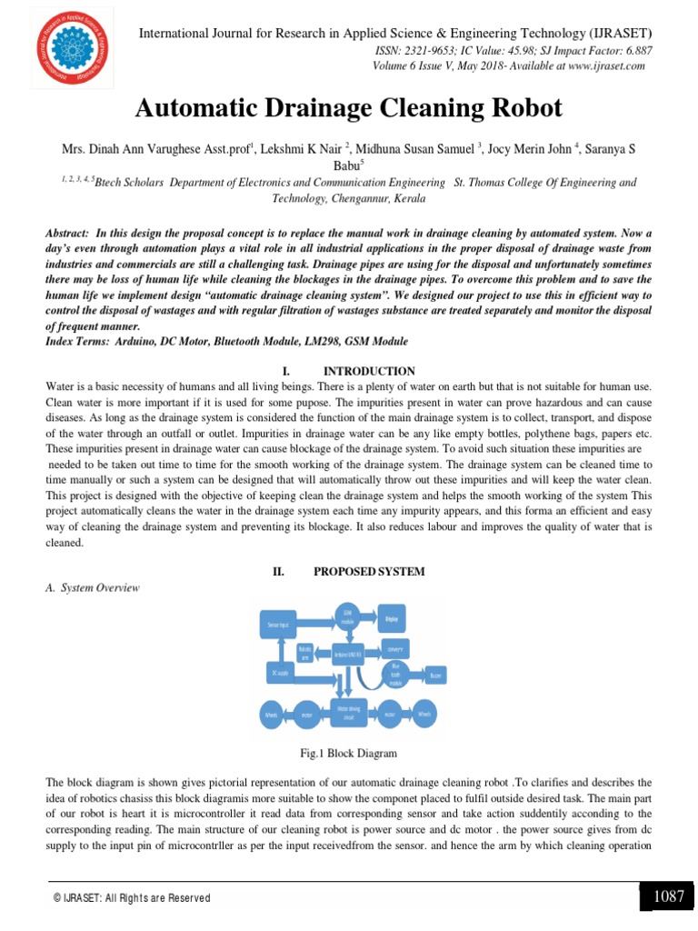 Automatic Drainage Cleaning Robot | PDF | Robot | Robotics