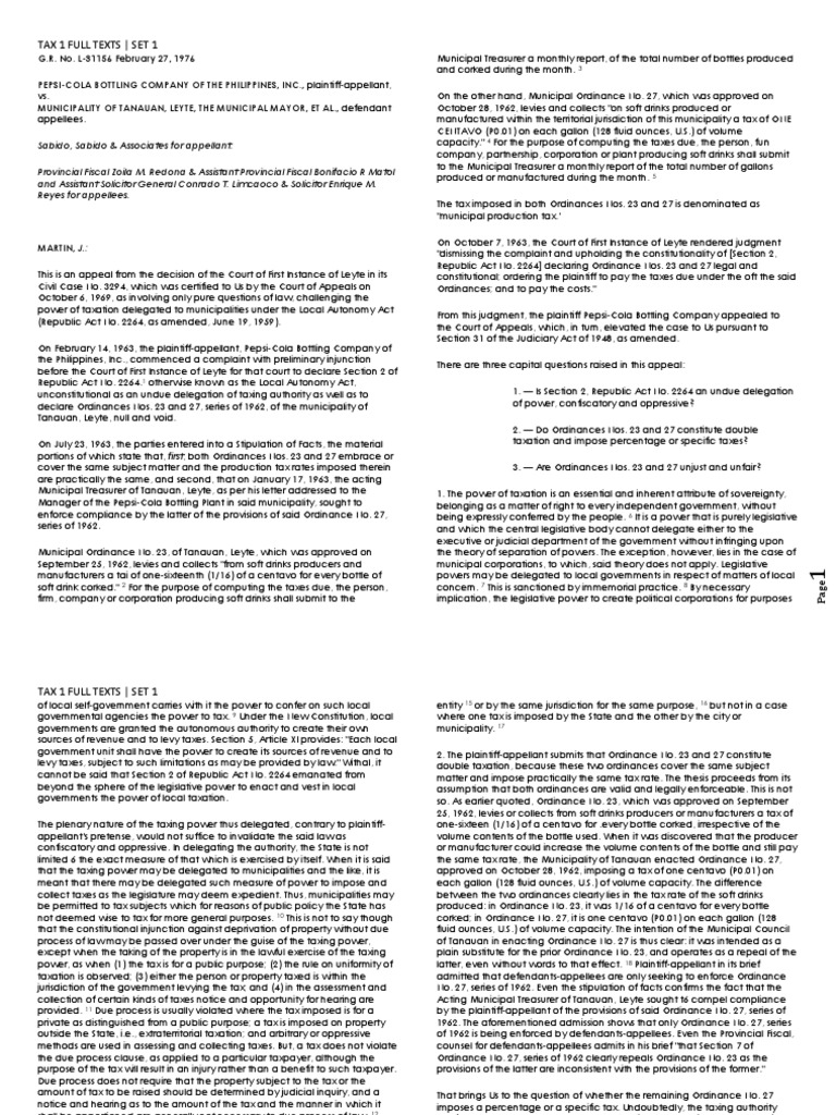 Full Text Tax 1 Set 1 | PDF | Taxes | Due Process Clause