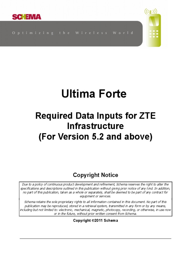 Ultima Forte Required Data Inputs For ZTE Infrastructure | PDF ...