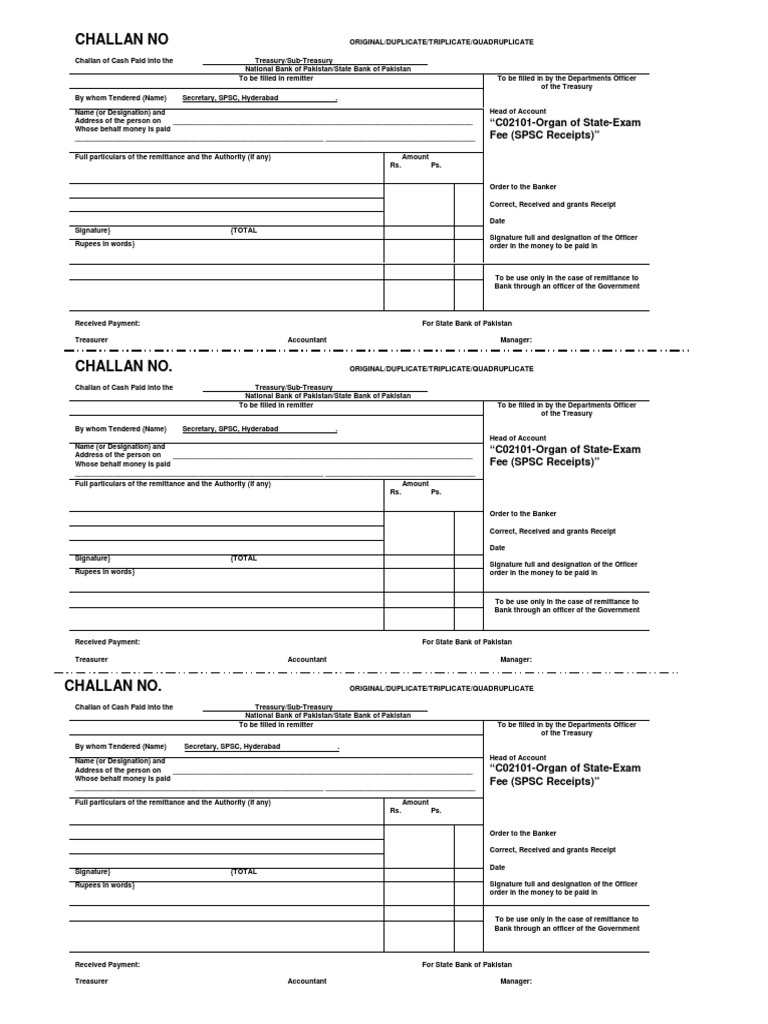 Challan Form PDF | PDF | United States Department Of The Treasury | Banks