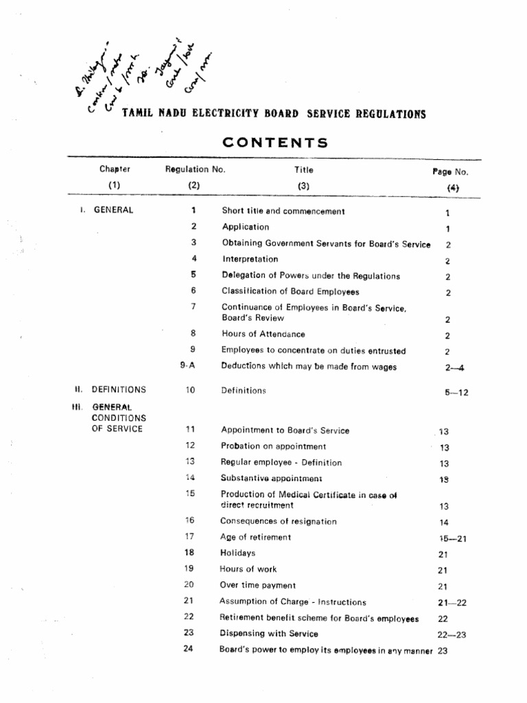 TNEB Service Regulations PDF | PDF