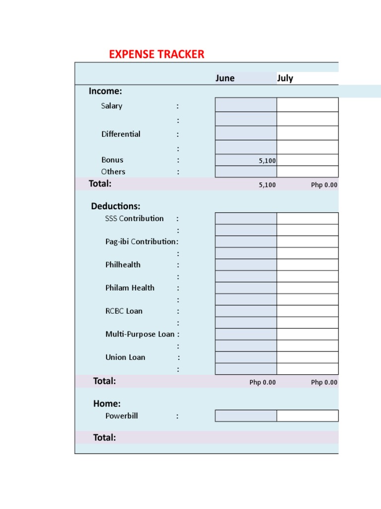 Expense Tracker: June July Income | PDF