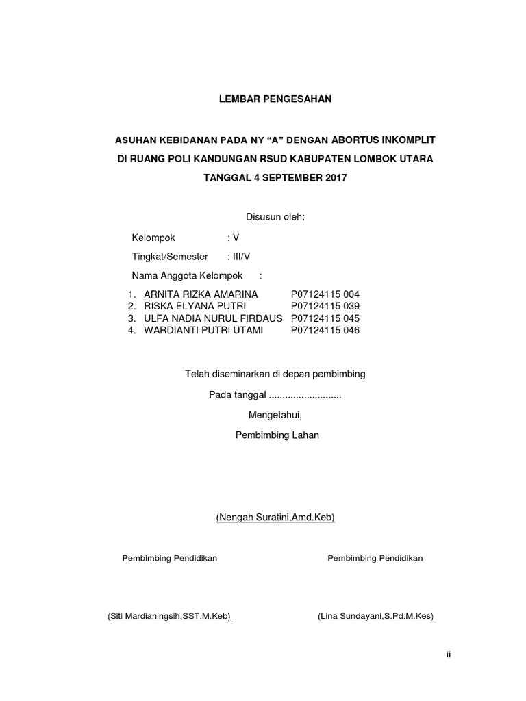 LEMBAR PENGESAHAN kELOMPOK | PDF