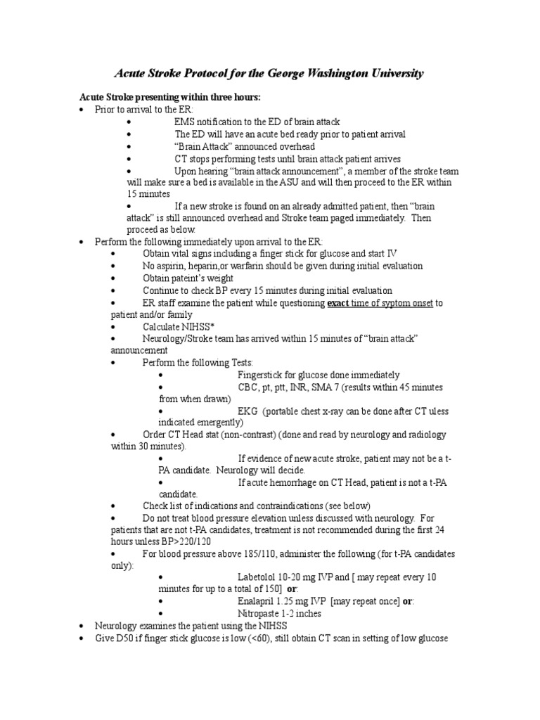 Acute Stroke Protocol | PDF | Stroke | Clinical Medicine