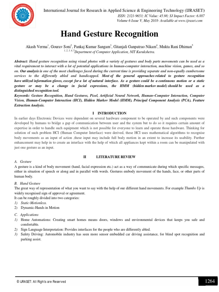 Hand Gesture Recognition | PDF | Image Segmentation | Human–Computer ...