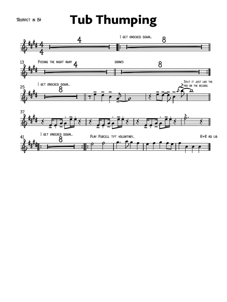 TubThumping - Trumpet in BB PDF | PDF