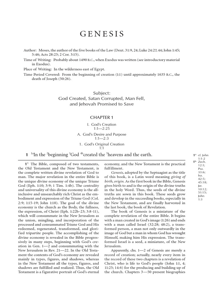 Genesis: Creation and Divine Economy | PDF | Book Of Genesis | God In ...