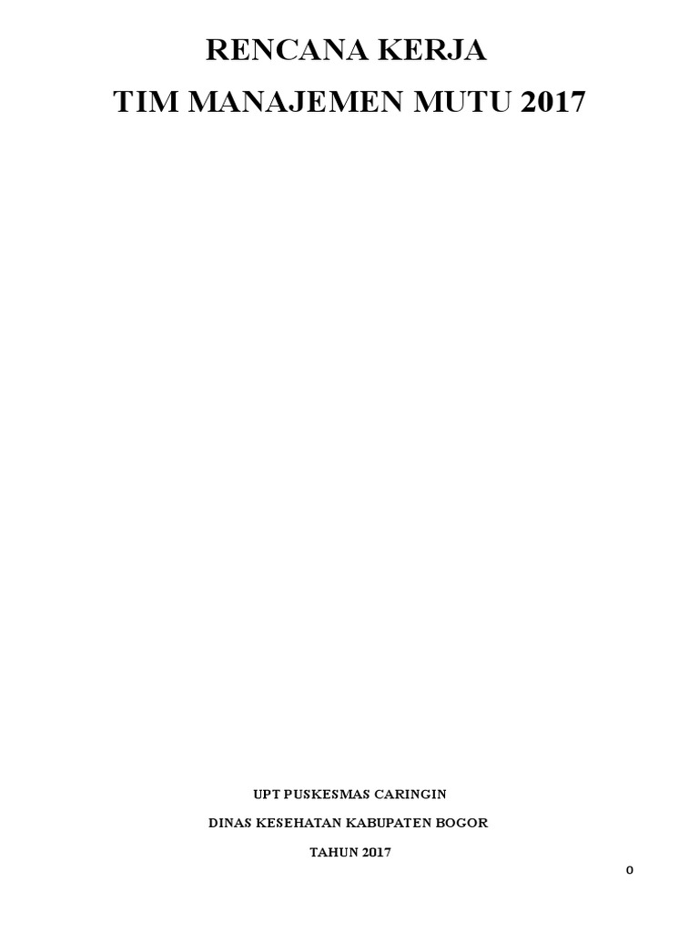 Rencana Kerja Tim Manajemen Mutu | PDF
